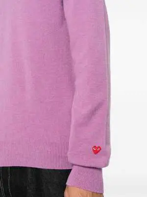 Play Comme Des Garcon Logo-appliqué Wool Jumper - Purple