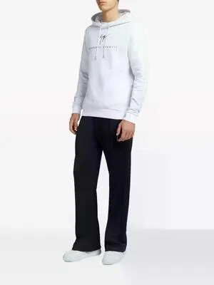 GIUSEPPE ZANOTTI Optical Logo Print Cotton Hoodie - White