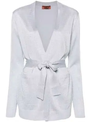 Missoni Metallic-threading Belted Cardigan - Silver