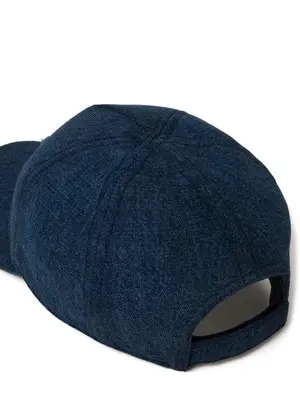 Miu Miu Logo-embroidered Denim Cap - Blue