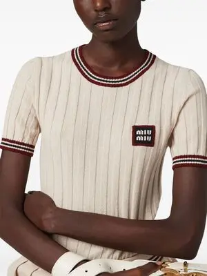 Miu Miu Logo-appliqué Cashmere Top