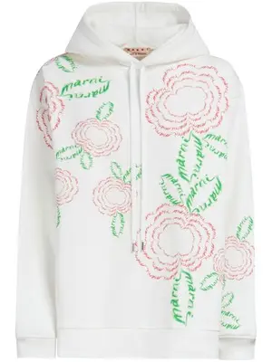 Marni Rose-print Cotton Hoodie