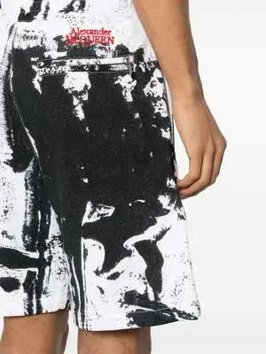 Alexander McQueen Paint-splatter Cotton Shorts - White