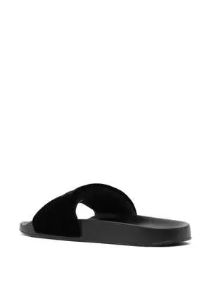 TOM FORD Logo-embroidered Velvet Slides - Black