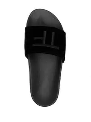 TOM FORD Logo-embroidered Velvet Slides - Black