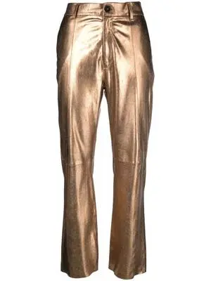 FORTE_FORTE High-waist Tapered-leg Leather Trousers