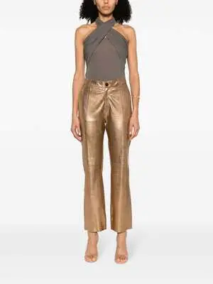 FORTE_FORTE High-waist Tapered-leg Leather Trousers