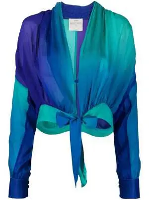 FORTE_FORTE Ombré Effect Silk Blouse - Blue