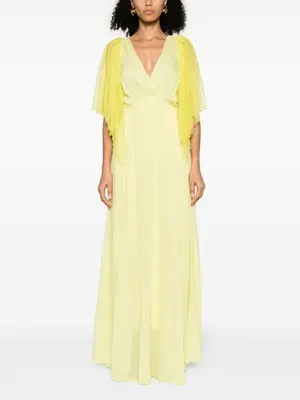 FORTE_FORTE Tulle-layered Pleated Maxi Dress
