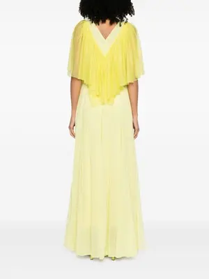 FORTE_FORTE Tulle-layered Pleated Maxi Dress