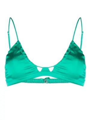 FORTE_FORTE Triangle-cup Satin Bra - Green