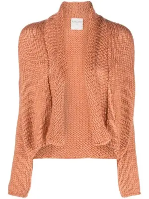 FORTE_FORTE Cropped Open-front Cardigan - Orange