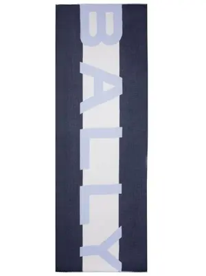 Bally Logo-intarsia Frayed Scarf - Blue