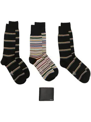 Paul Smith Striped Socks And Wallet Set - Black