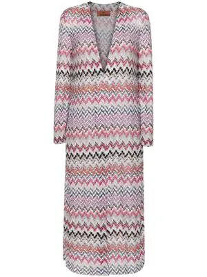 Missoni Open-front Chevron Long-length Cardigan - Pink