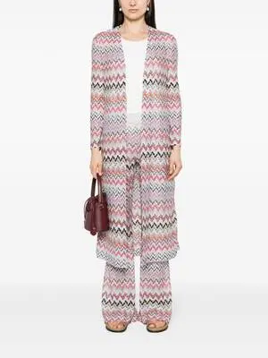 Missoni Open-front Chevron Long-length Cardigan - Pink