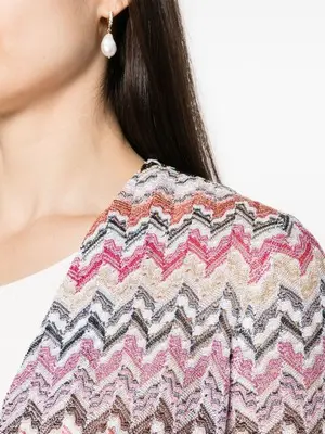Missoni Open-front Chevron Long-length Cardigan - Pink