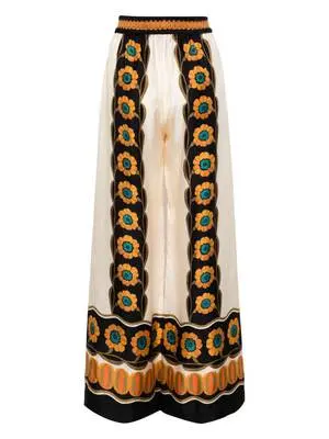 La DoubleJ Daisy Chain Silk Palazzo Pants