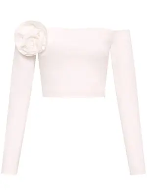 NICHOLAS Elaina Floral-rosette Off-shoulder Top