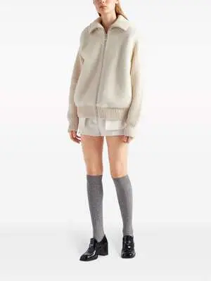 Prada Alpaca Zip-up Cardigan