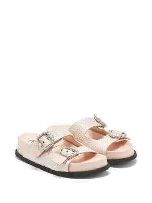 N°21 Crystal-embellished Woven Slides
