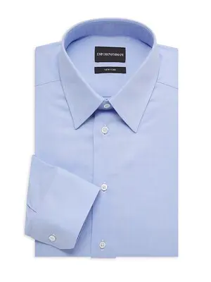 Emporio Armani Cotton Button-front Shirt Light Blue