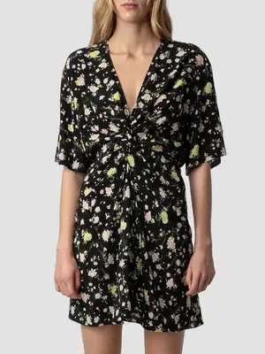 Zadig&Voltaire Rozom Soft Crinkle Roses Minidress