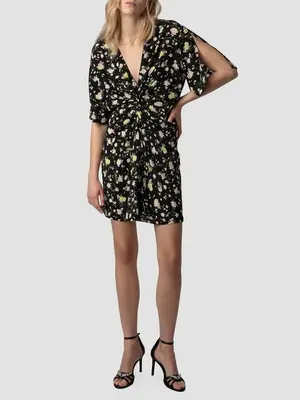 Zadig&Voltaire Rozom Soft Crinkle Roses Minidress