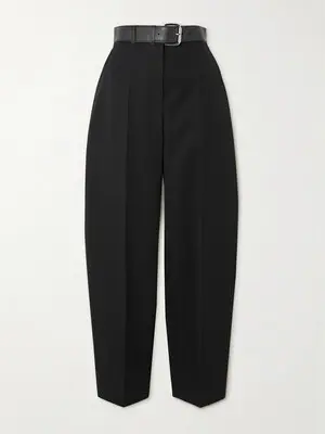 Alexander Wang Belted Pleated Wool Tapered Trousers