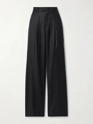 BEARE PARK Pleated Wool-twill Wide-leg Pants