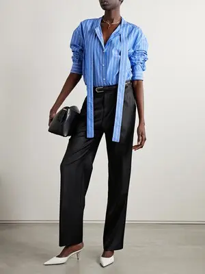 BEARE PARK Pleated Wool-twill Wide-leg Pants