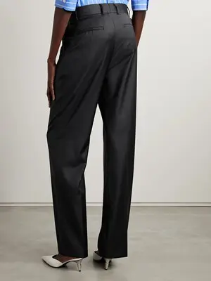 BEARE PARK Pleated Wool-twill Wide-leg Pants