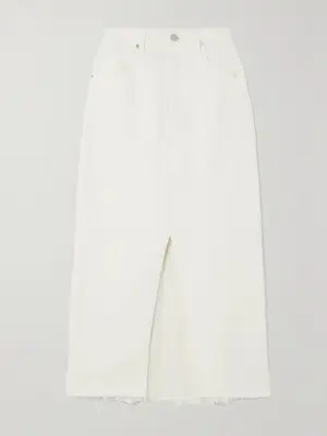 FRAME Frayed Denim Midi Skirt