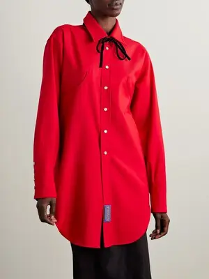 MAISON MARGIELA Tie-detailed Wool-twill Shirt