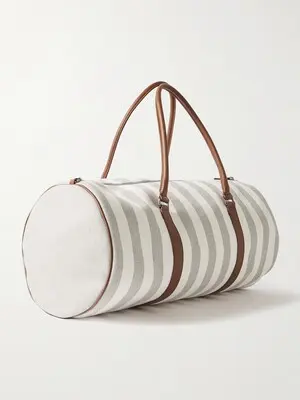 Brunello Cucinelli Leather-trimmed Striped Duffle Bag