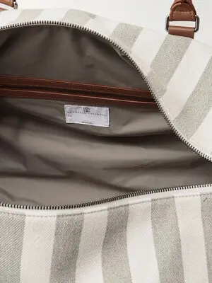 Brunello Cucinelli Leather-trimmed Striped Duffle Bag