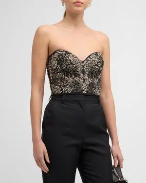 Alexander McQueen Beaded Corset Top - Black