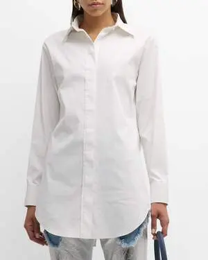 Brandon Maxwell The Mira Boyfriend Button-front With Split Back - White