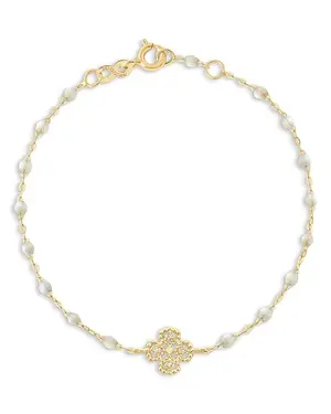 Gigi Clozeau 18k Yellow Gold Diamond Clover Bracelet - Opal