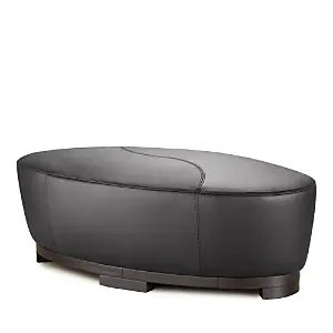 GIUSEPPE NICOLETTI Hollister Oval Leather Ottoman Bull 327 Grigio Scuro
