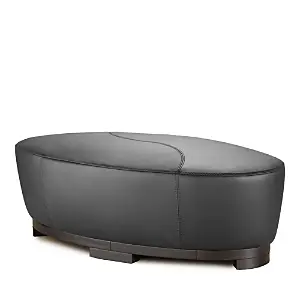 GIUSEPPE NICOLETTI Hollister Oval Leather Ottoman Bull 329 Grigio