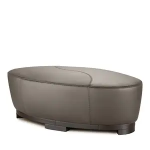 GIUSEPPE NICOLETTI Hollister Oval Leather Ottoman - Bull Biscotto