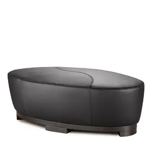 GIUSEPPE NICOLETTI Hollister Oval Leather Ottoman - Bull Chocolate