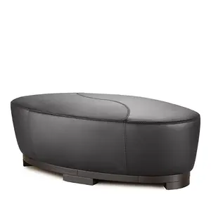 GIUSEPPE NICOLETTI Hollister Oval Leather Ottoman - Bull Grigio Scuro