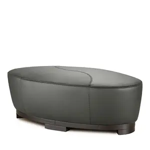 GIUSEPPE NICOLETTI Hollister Oval Leather Ottoman - Bull Iron