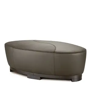 GIUSEPPE NICOLETTI Hollister Oval Leather Ottoman Bull Terra