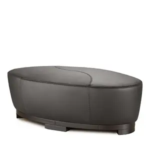 GIUSEPPE NICOLETTI Hollister Oval Leather Ottoman - Bull Visone