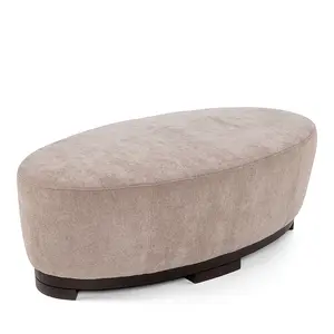 GIUSEPPE NICOLETTI Hollister Oval Fabric Ottoman - Riccio Celeste