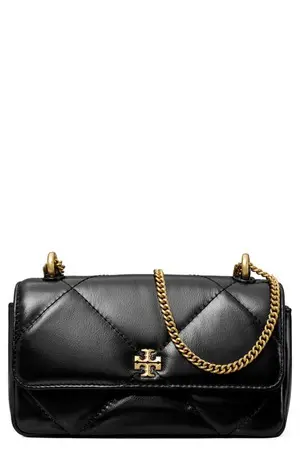 Tory Burch Kira Mini Quilted Leather Crossbody Bag - Black