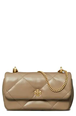 Tory Burch Kira Mini Quilted Leather Crossbody Bag - Taupe Oak